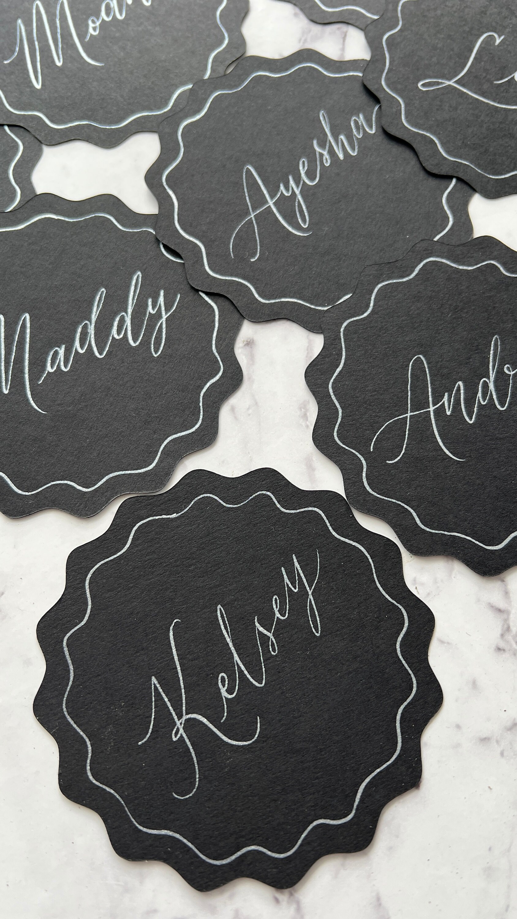 Wavy BLACK Place Cards Wedding/events/hens/bridal Shower | 100% ...