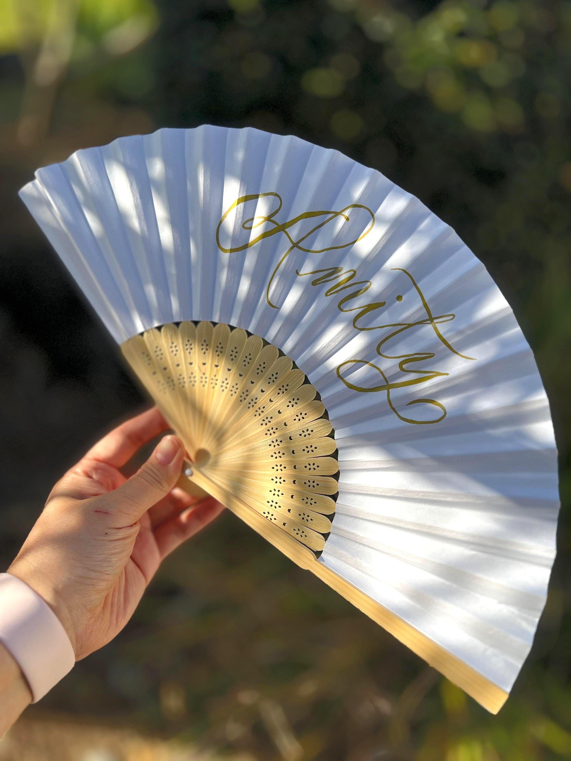 Personalised Wedding Paper Fans, Handwritten Name in Modern or ...