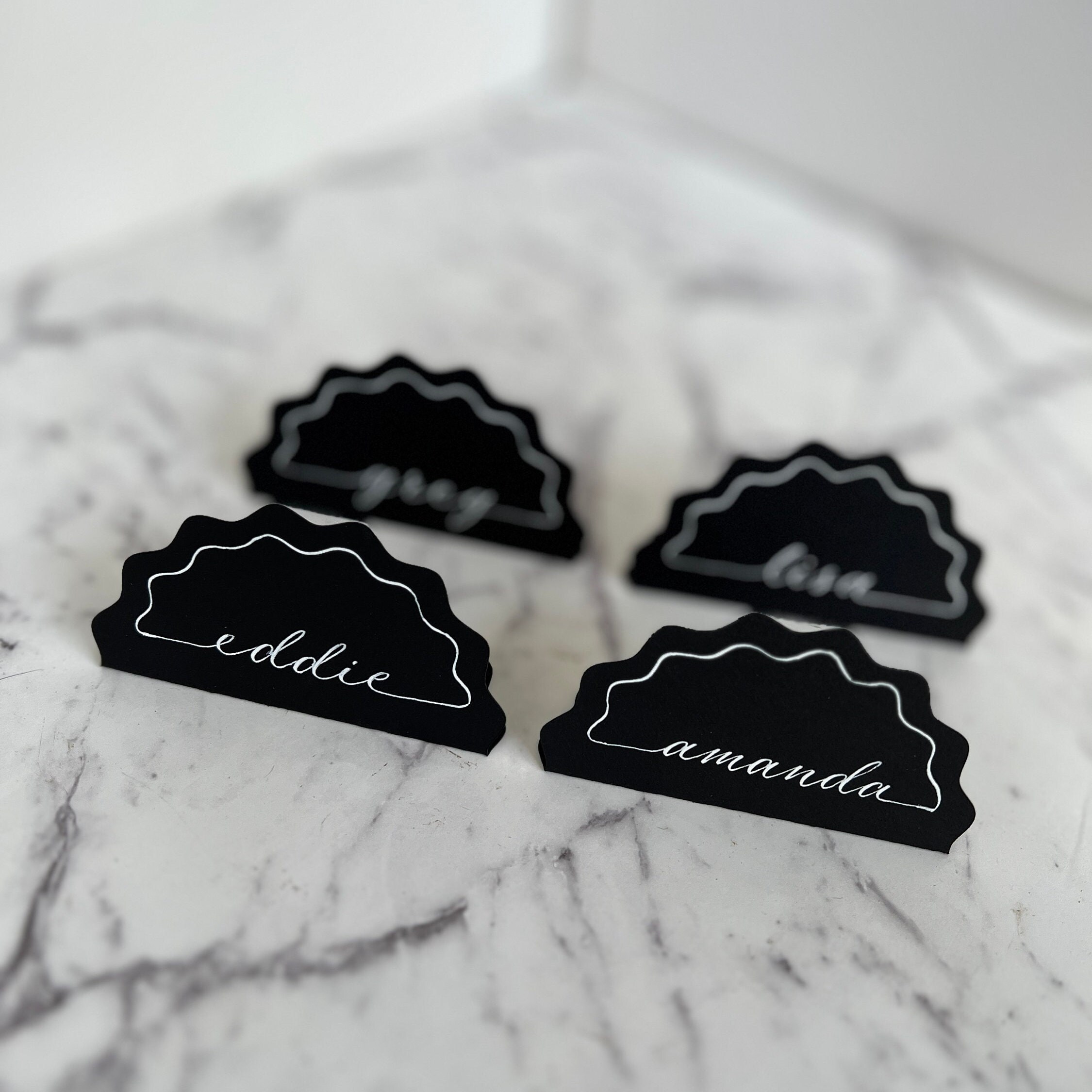 Wavy BLACK Place Cards Wedding/events/hens/bridal Shower | 100% ...