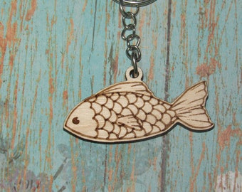 Wooden Fish Keychain Walnut Wood Animal Keychain - Etsy