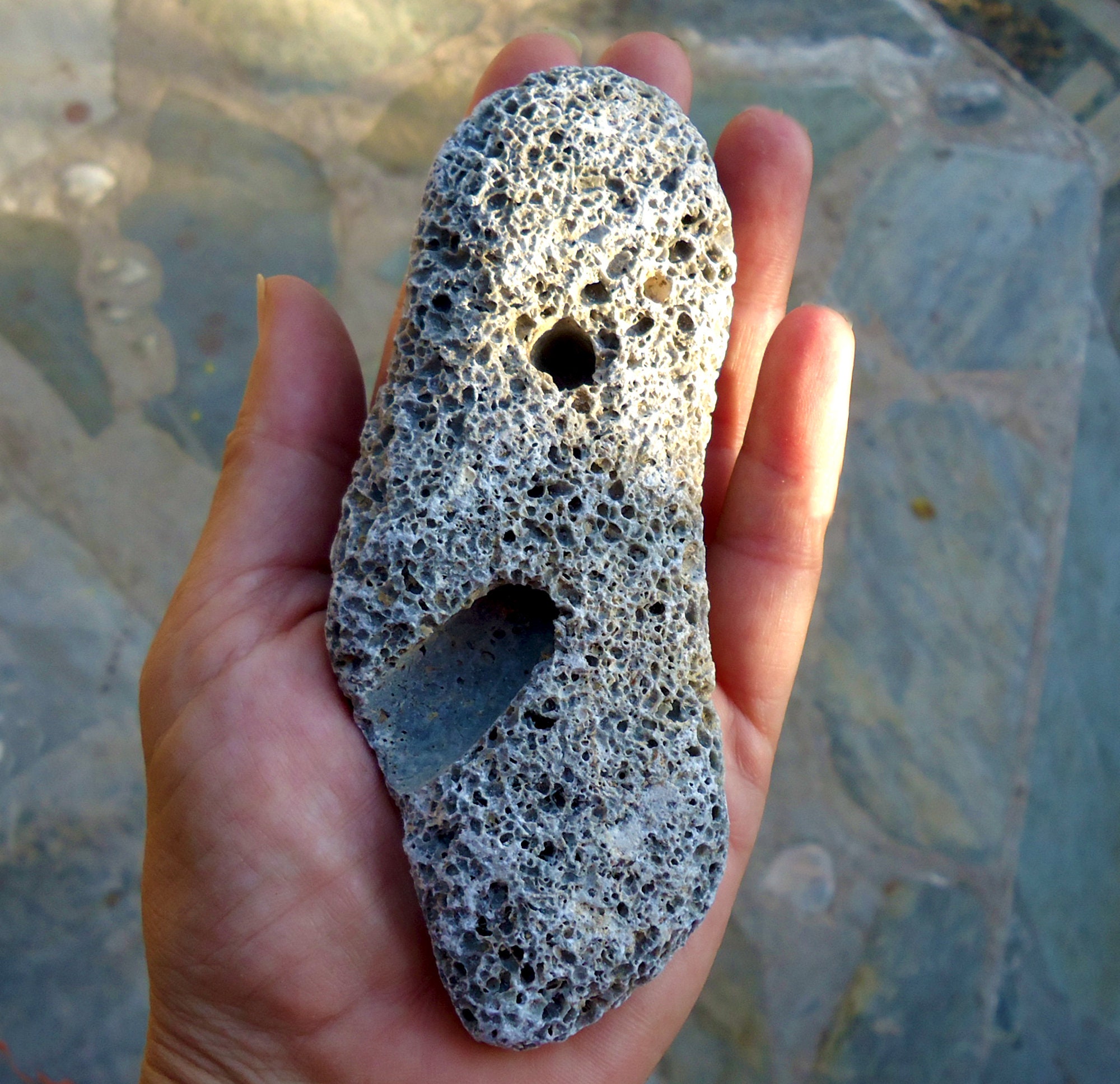 Funny Face Stone Hag Stone Beach Stone With Natural Holes - Etsy