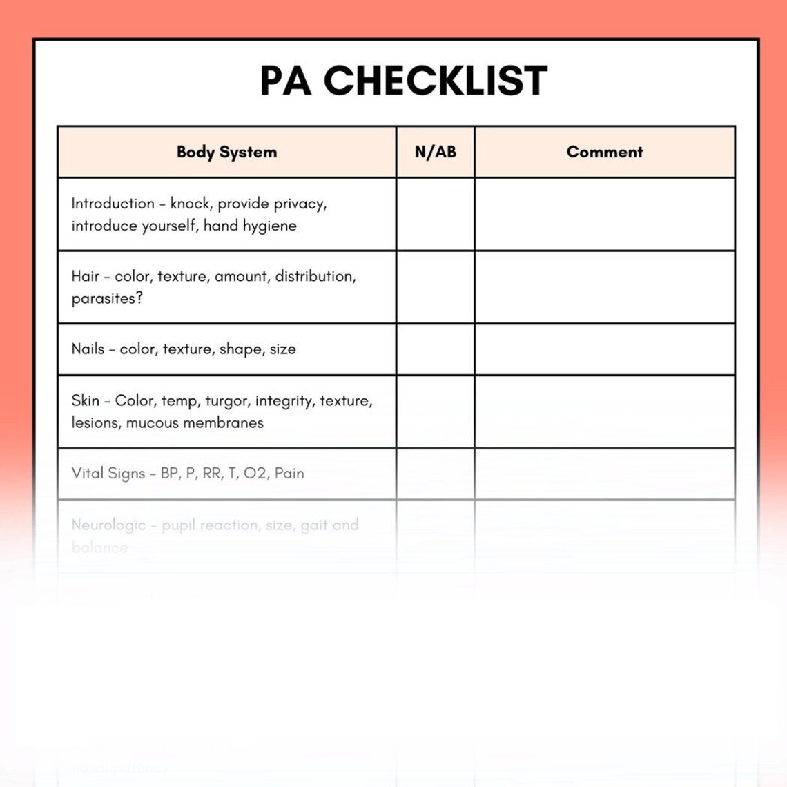 Physical Assessment Checklist - Nursing School - Nursing - PDF ...