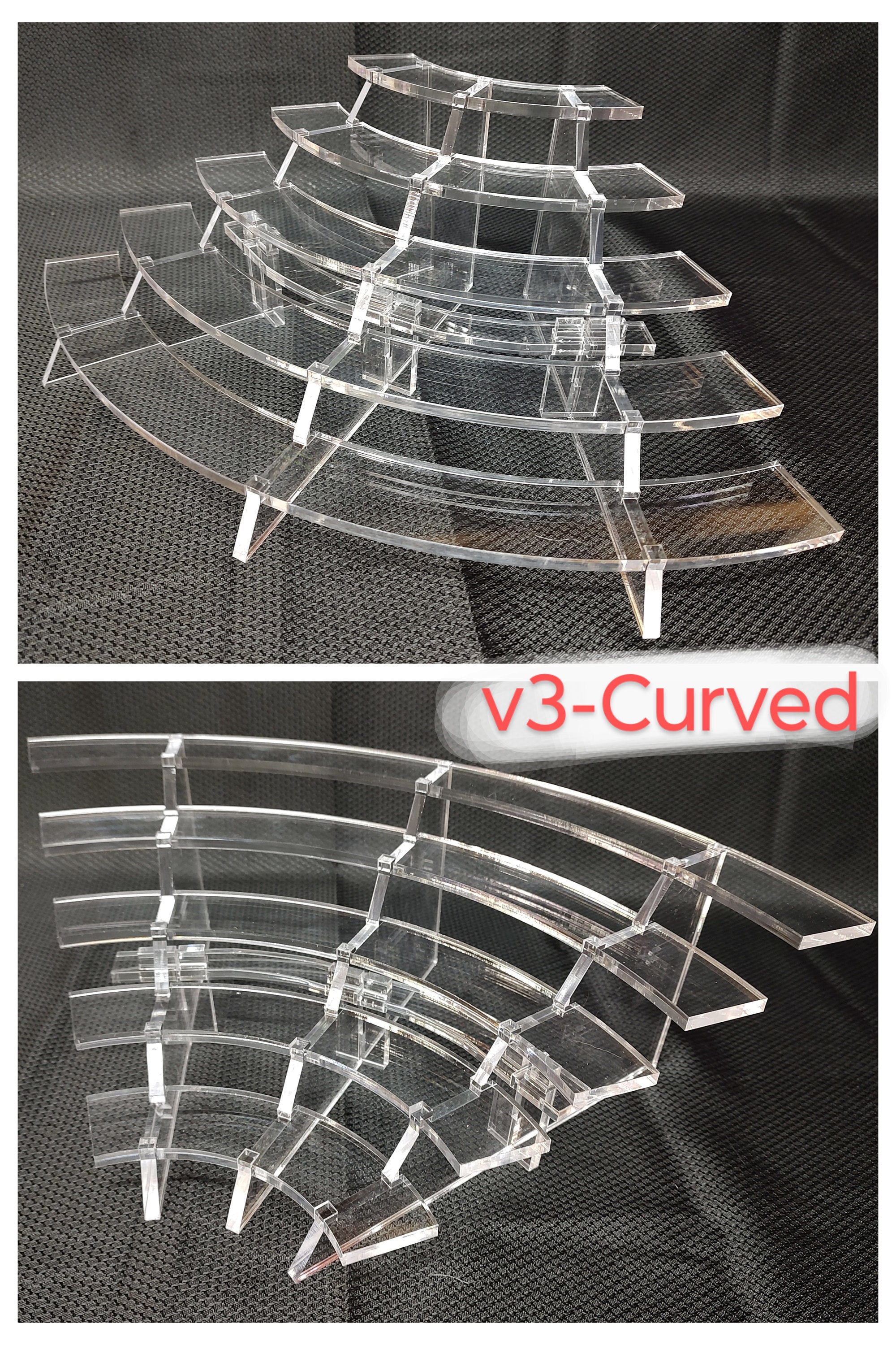 Acrylic Riser Display Curved Shelf - Perfect for Creating a Continuous ...