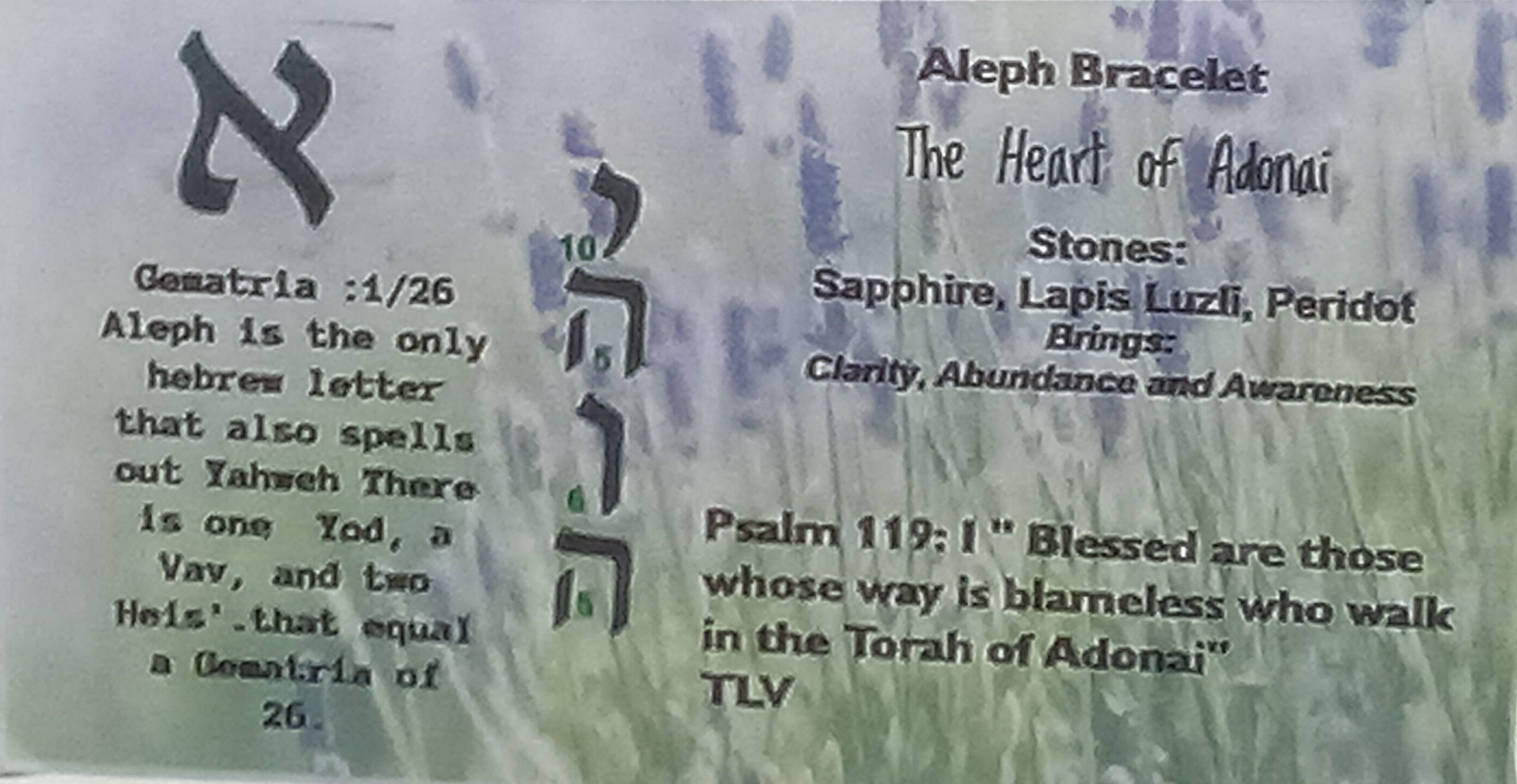 Heart of Adonai: Alphe Hebrew Living Letters Bracelet; Gemstones ...