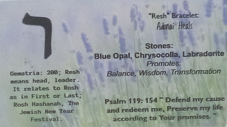 Adonia Heals: Resh Hebrew Alphabet Bracelet Blue Opal, Chryscolla ...