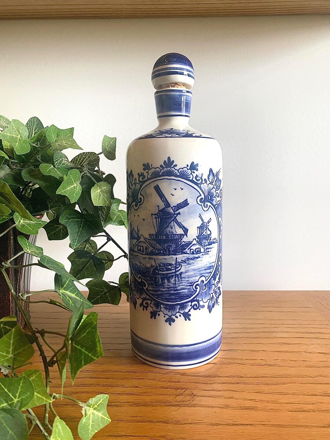 Vintage Delft Blue Windmill Decanter: Dutch Hand-painted Ceramic - Etsy