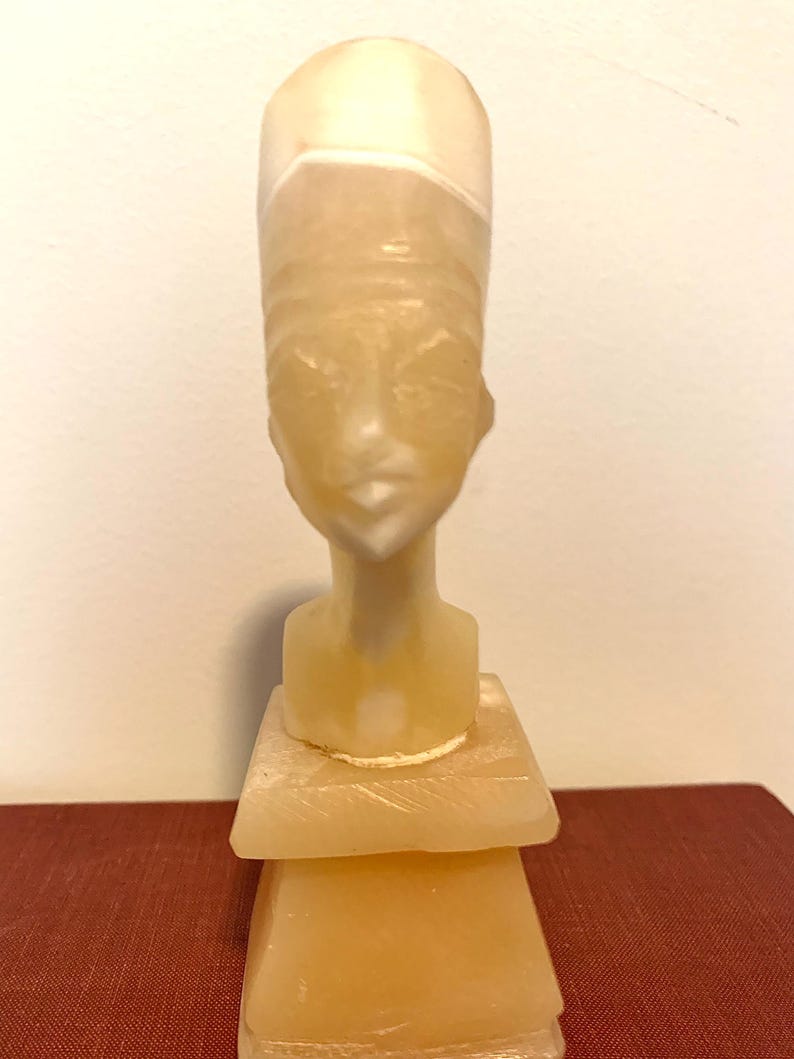 Vintage Alabaster Marble Nefertiti Bust Statue | Neoclassical Gothic ...