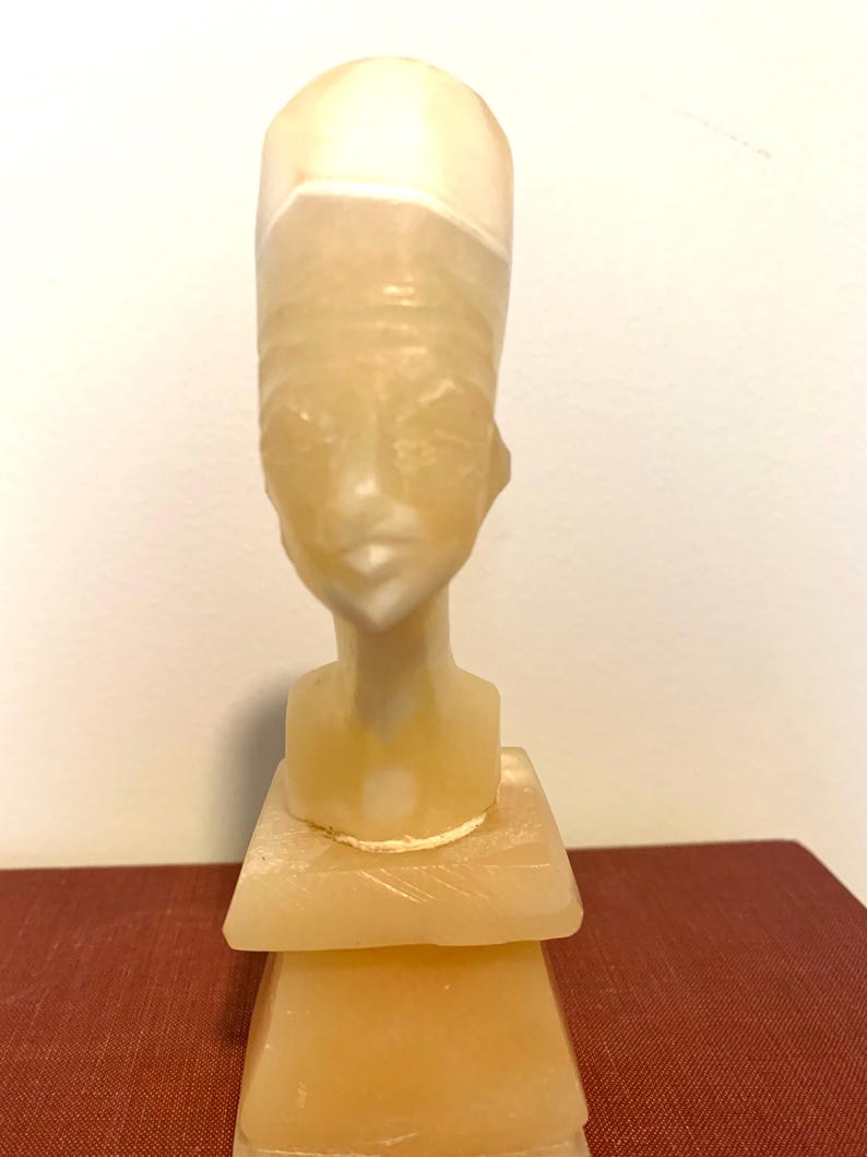 Vintage Alabaster Marble Nefertiti Bust Statue | Neoclassical Gothic ...