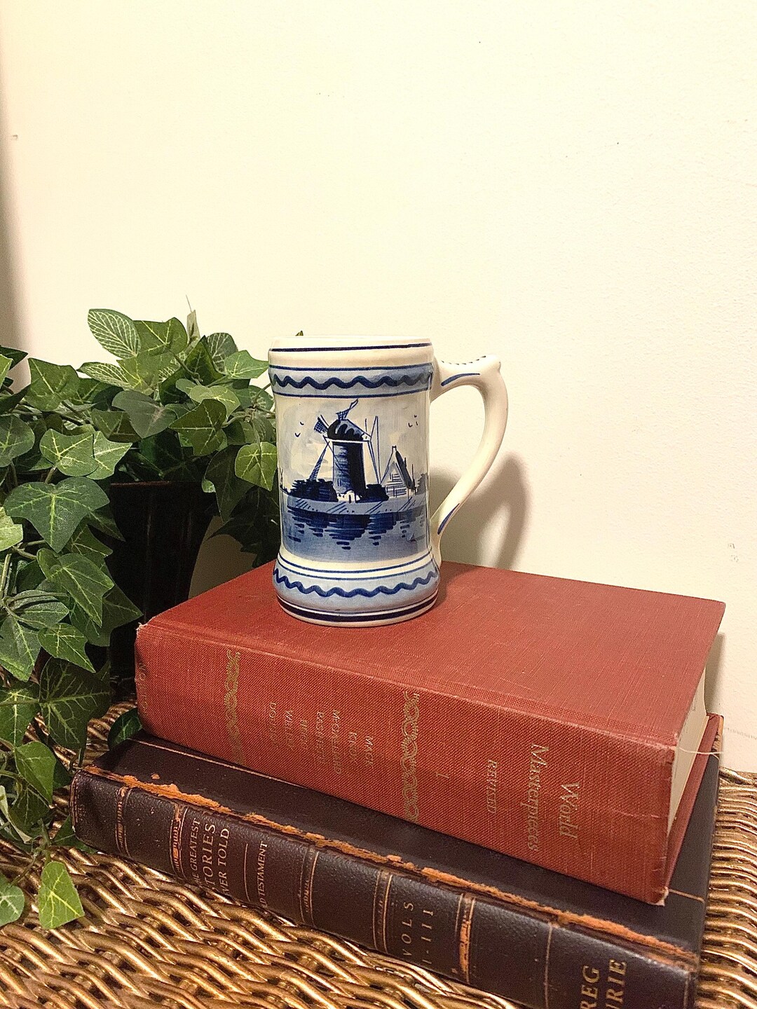 Vintage Delftware Mug | Hand-painted Windmill, Dutch Decor - Etsy