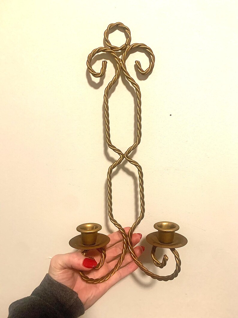 Vintage Brass Twisted Metal Wall Sconces | Rope Twist Pair | Gothic ...