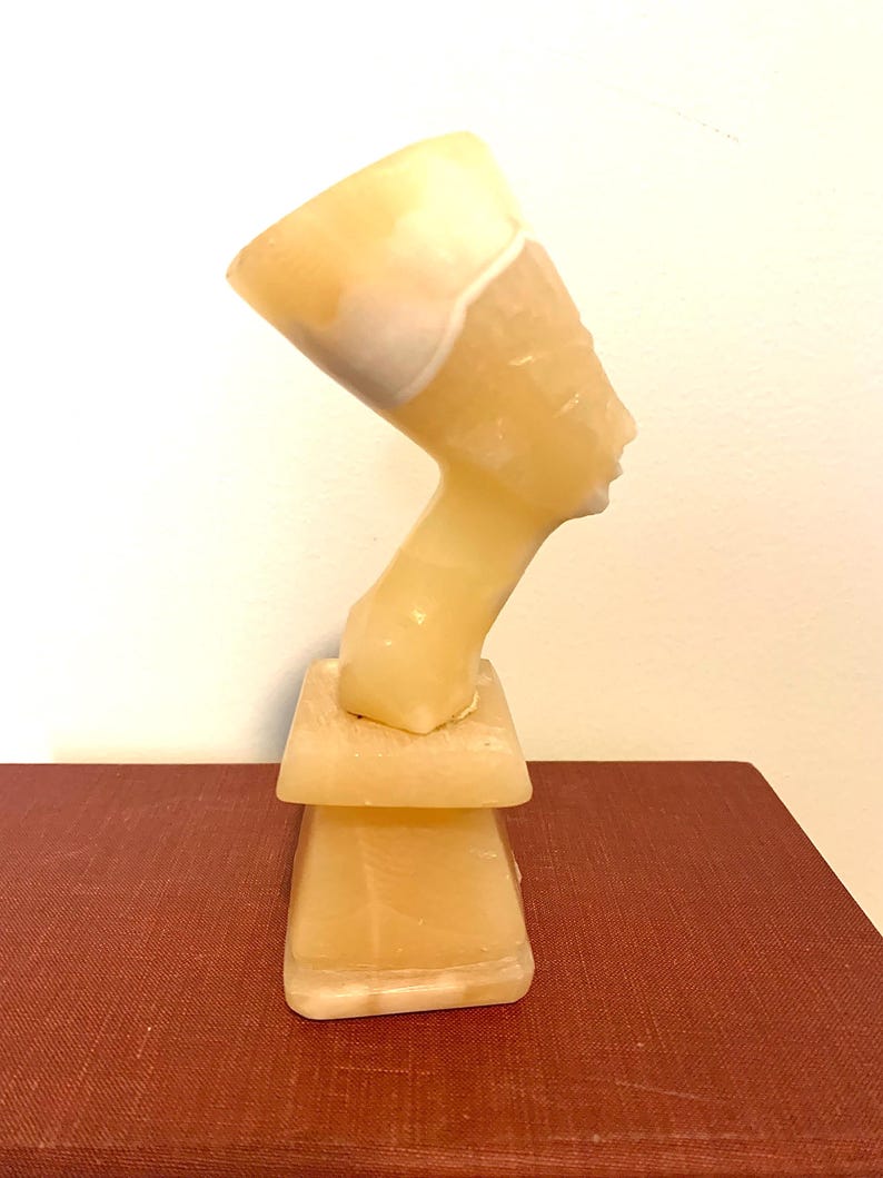 Vintage Alabaster Marble Nefertiti Bust Statue | Neoclassical Gothic ...