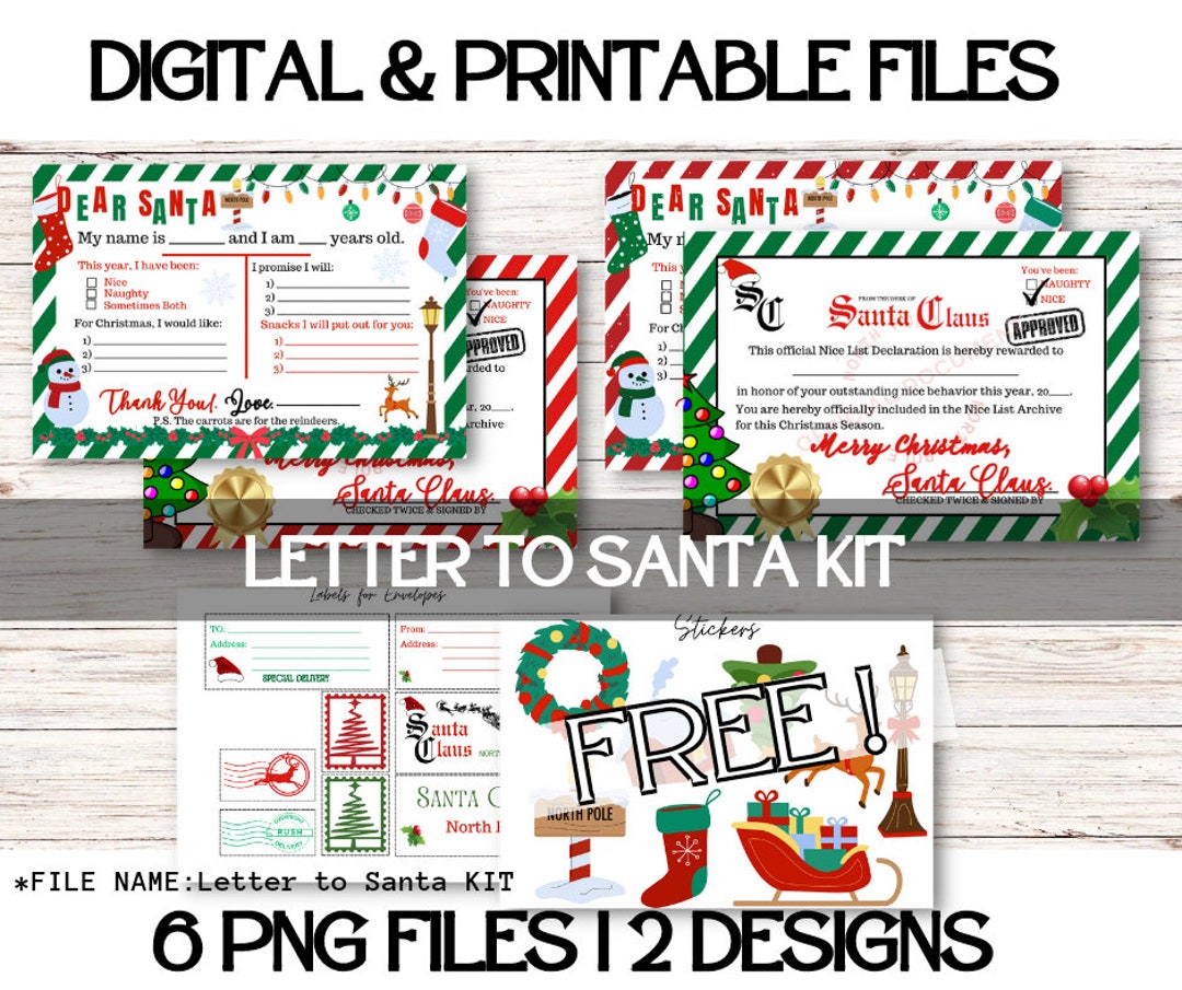 Digital Santa Letter, Letter to Santa KIT for Christimas, Printable ...