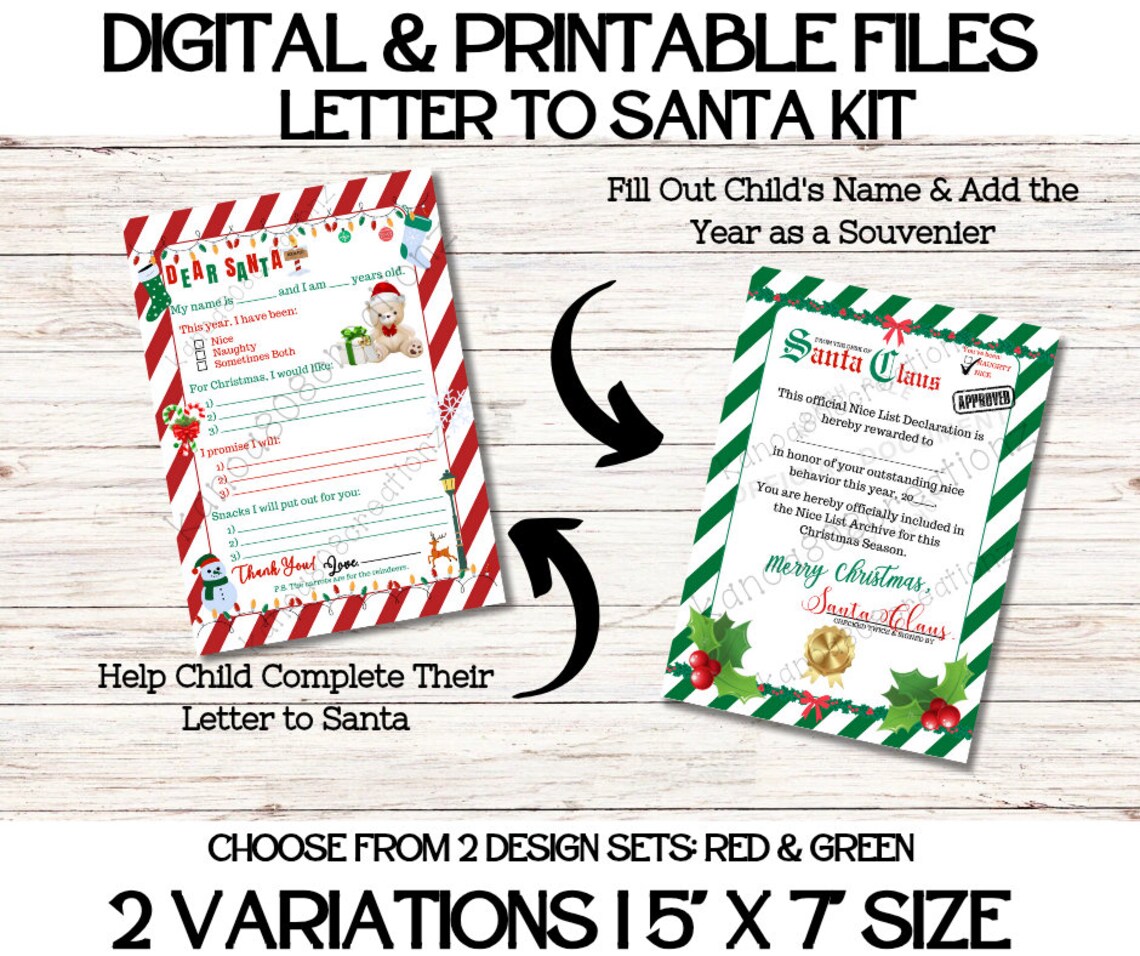 Digital Santa Letter Letter to Santa KIT for Christimas - Etsy