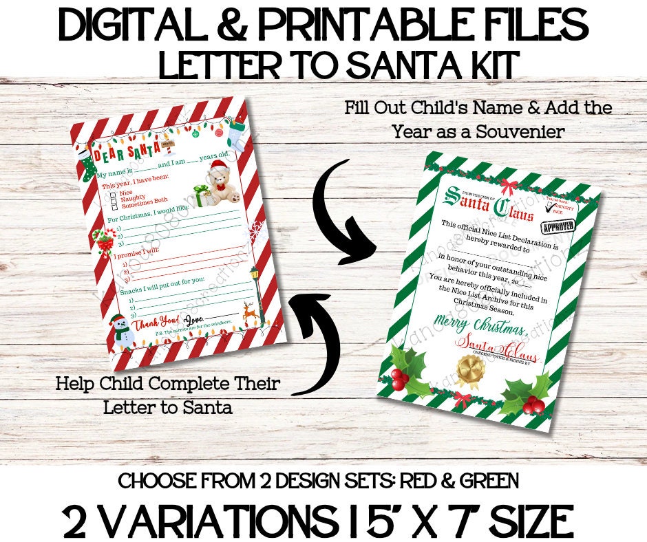 Digital Santa Letter Letter to Santa KIT for Christimas - Etsy