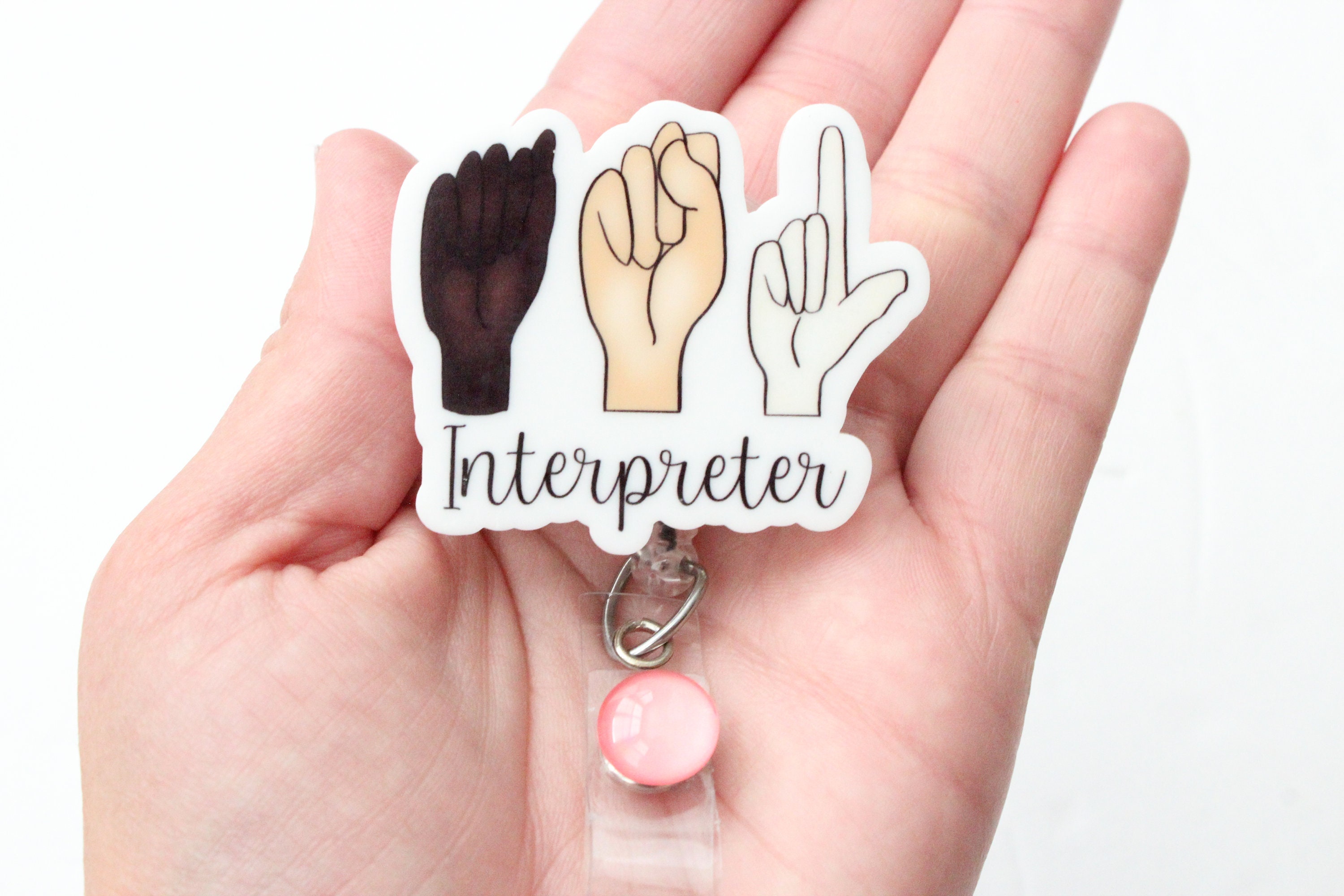 ASL interpreter Badge Reel ASL American Sign Language Badge | Etsy