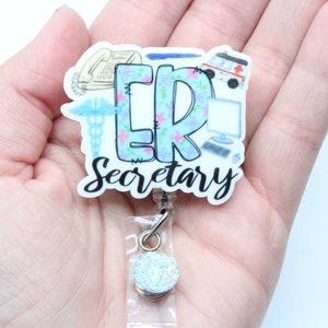ER Secretary Badge Reel, ER Secretary, ER Clerk, Emergency Room ...