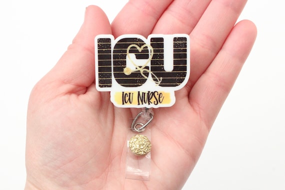 ICU Nurse Badge Reel ICU Badge Reel ICU Nurse Gift | Etsy