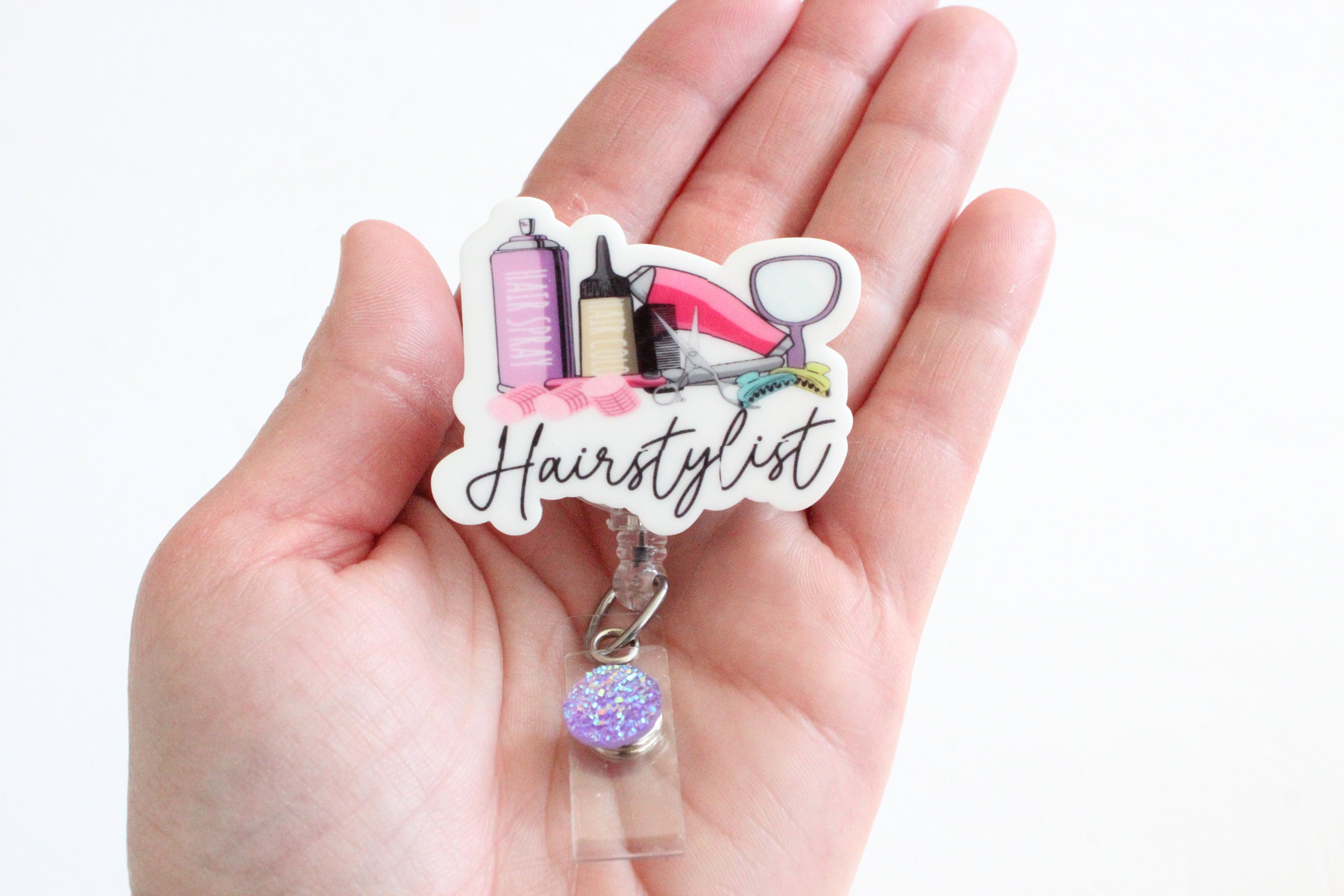 Hairstylist Badge Reel Hairstylist Hairdresser Hairstylist | Etsy