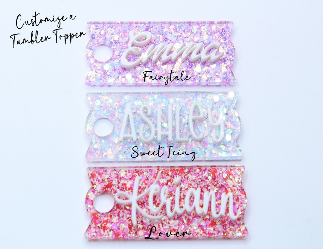 Custom Tumbler Name Tag 30/40 Oz - Glitter Name Topper - Personalized ...