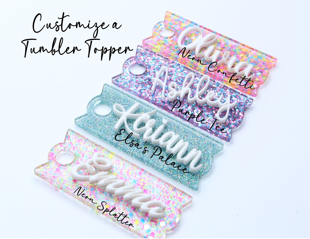 Custom Tumbler Name Tag 30/40 Oz - Glitter Name Topper - Personalized ...