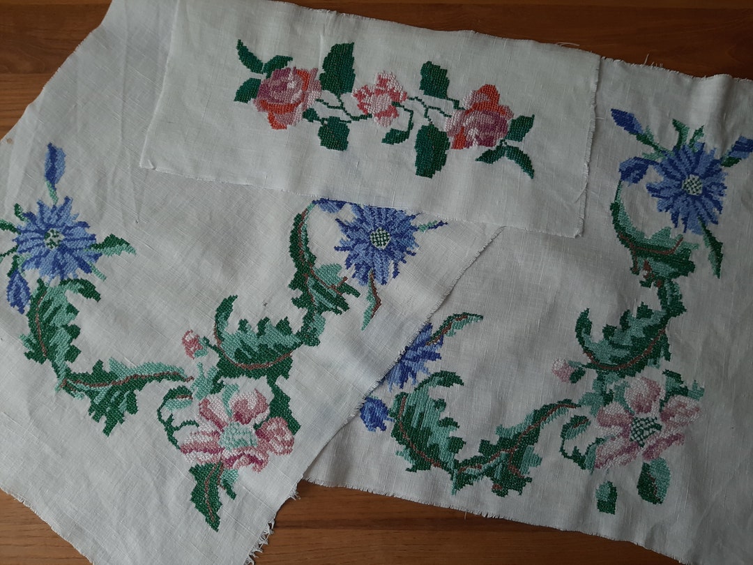 Vintage Ukrainian Embroidery Set of 3 Cross Stitch Tapestry Gobelin ...