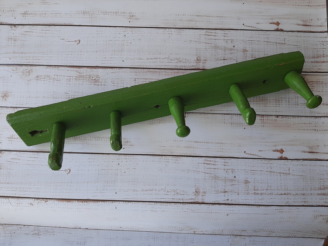 Vintage Ukrainian Wooden Coat Rack – Rustic Wall Hanger With 5 Hooks - Etsy
