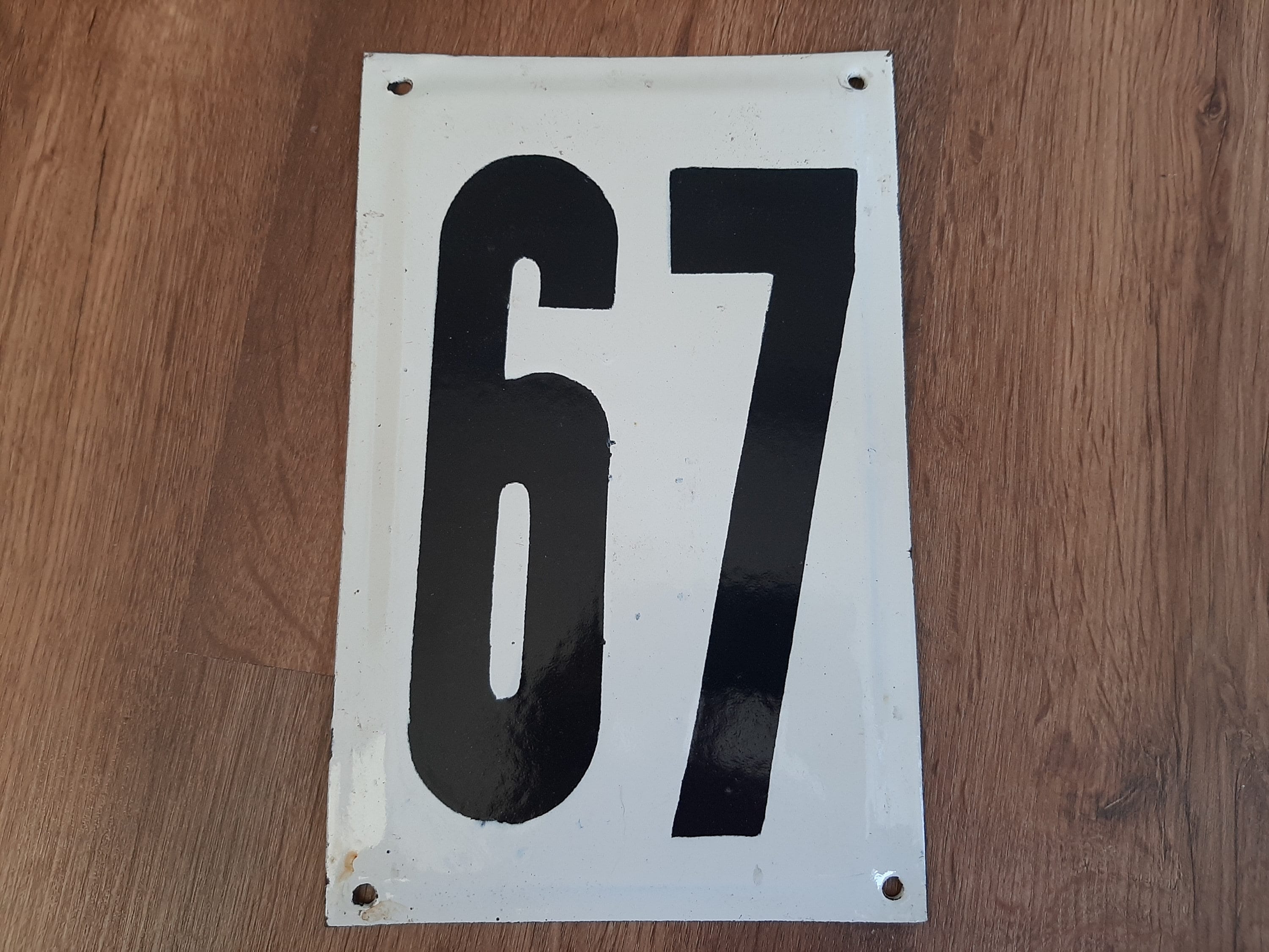 Metal street house number 67 enamel sign address sign | Etsy