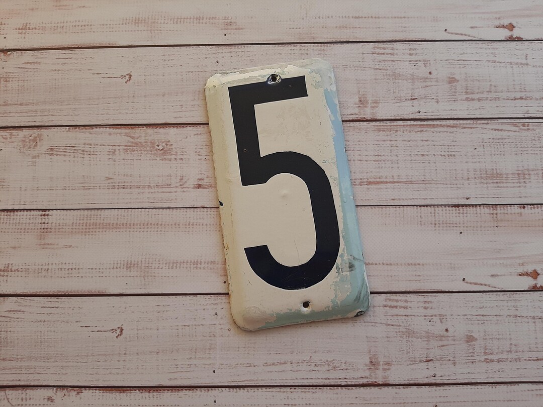 5 Vintage House Number Sign - Enamel Sign - Address Sign - House Number ...