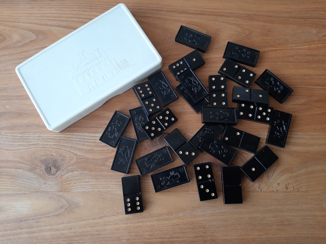 Vintage Domino in Original Plastic Box Full Set Ukrainian Dominoes ...