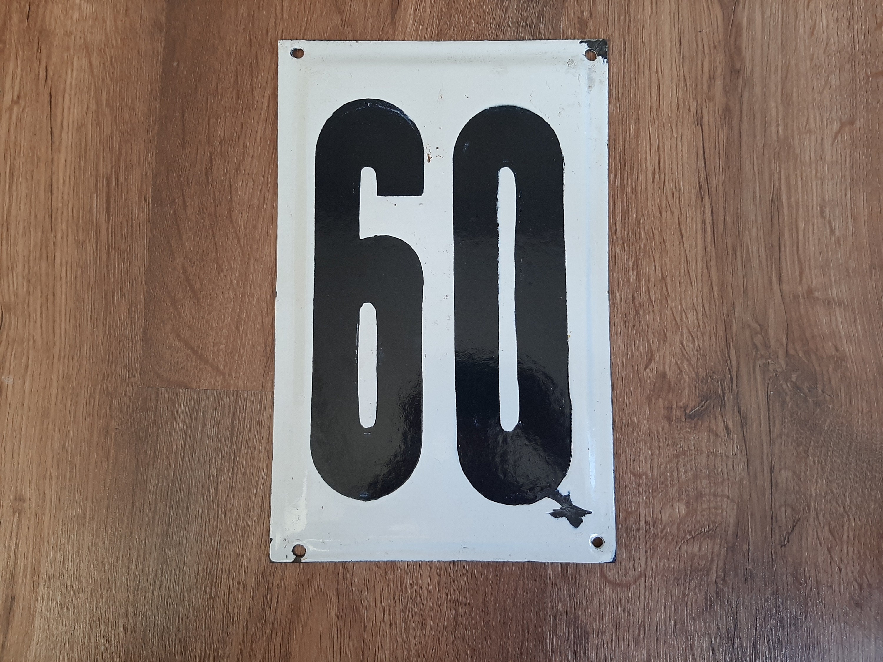 Metal street house number 60 enamel sign address sign | Etsy