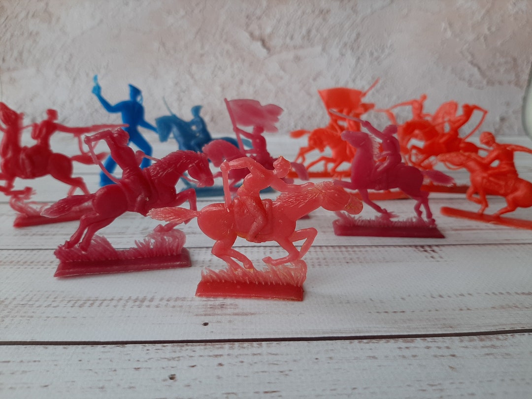 Vintage Soviet Toy Soldiers 12 Pcs Flat Toys for Boys Cavalry Army Red ...