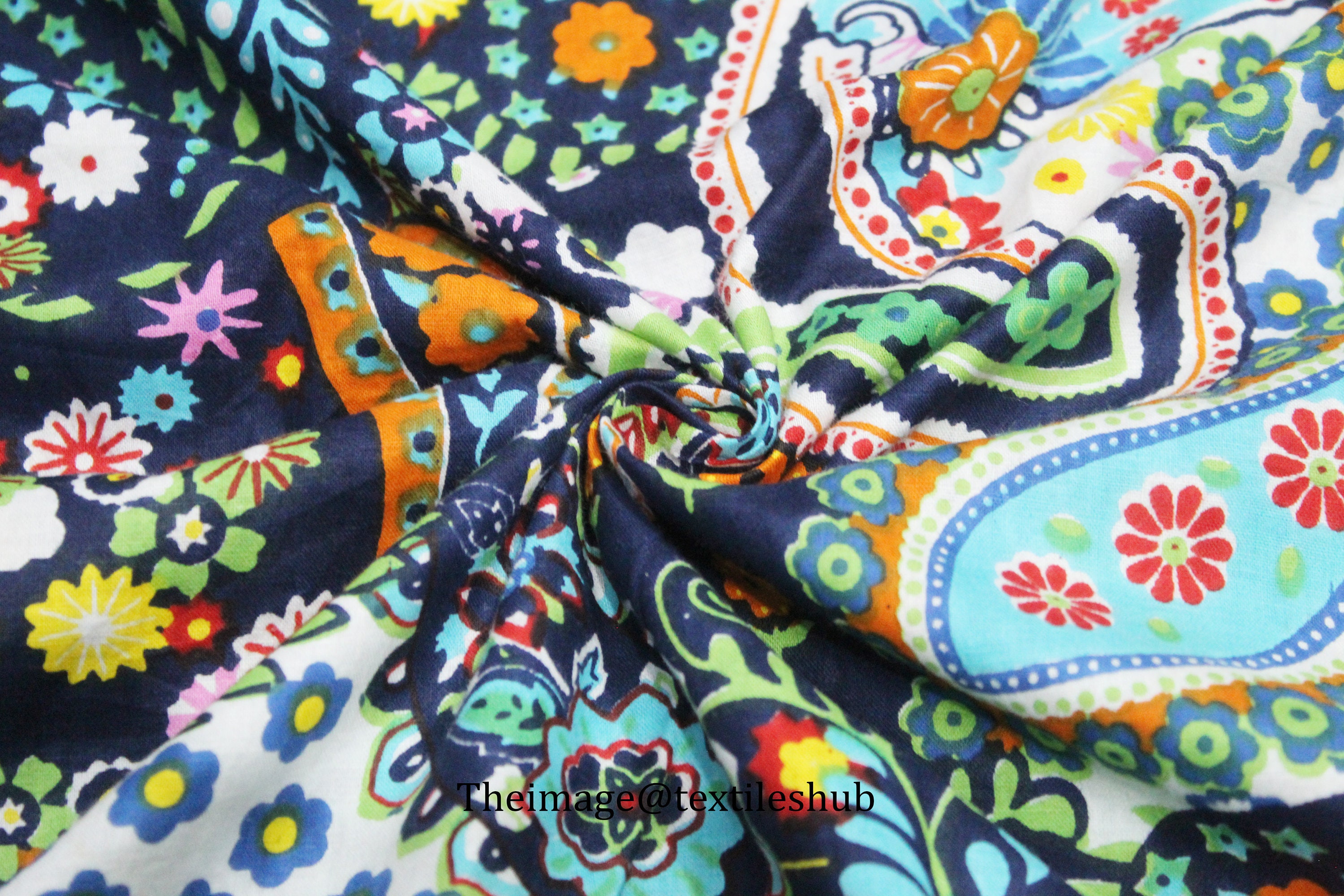 Indische fünf Muster Kollektion Stoffe blau Paisley blau/grau | Etsy