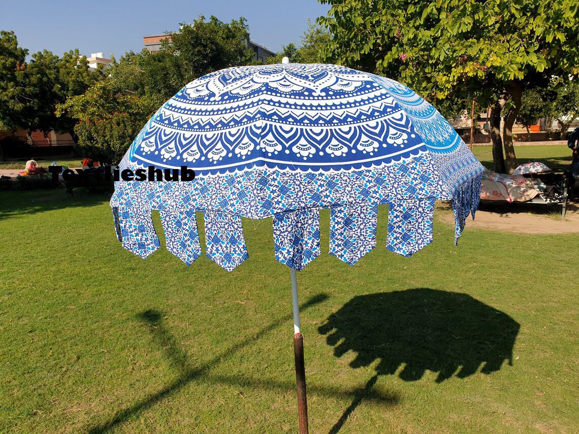 Indian Large Parasols Handmade Cotton Blue Ombre Mandala - Etsy