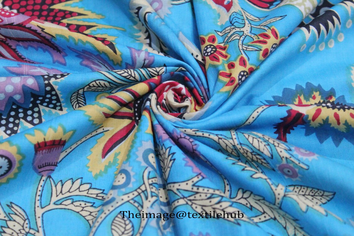 Indische fünf Muster Kollektion Stoffe blau Paisley blau/grau | Etsy