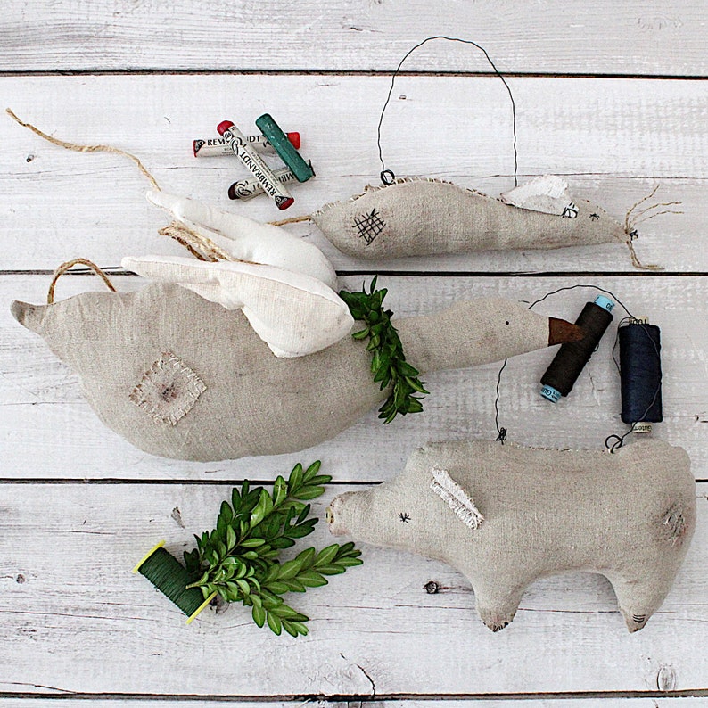 Shabby GANS, antikes Leinen, vintage Landhaus Deko, rustikale ...