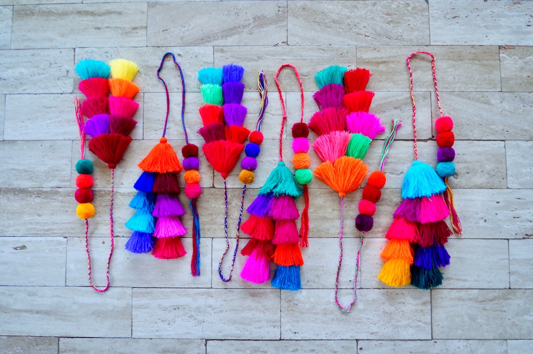 GIANT Colorful Pom Pom Tassels | Bag Swag | Handmade Colorful Tassel ...