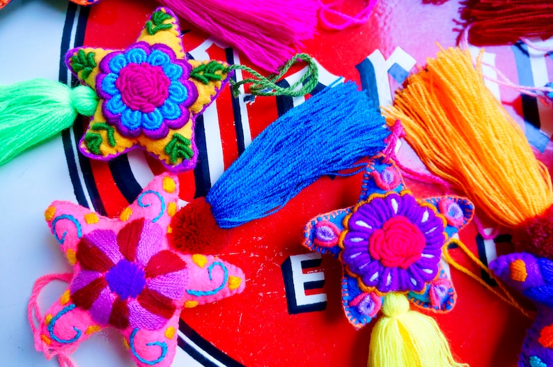 Colorful Star Tassels | Star Pom Pom | Star Accessory | Mexican Fiesta ...