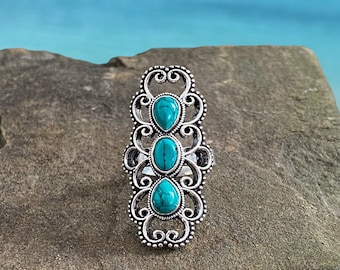 Boho Silver Ring, Adjustable Open Ring, Handmade Jewelry, Gifts for ...