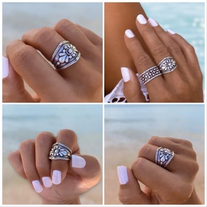 Boho Silver Ring, Adjustable Open Ring, Handmade Jewelry, Gifts for ...