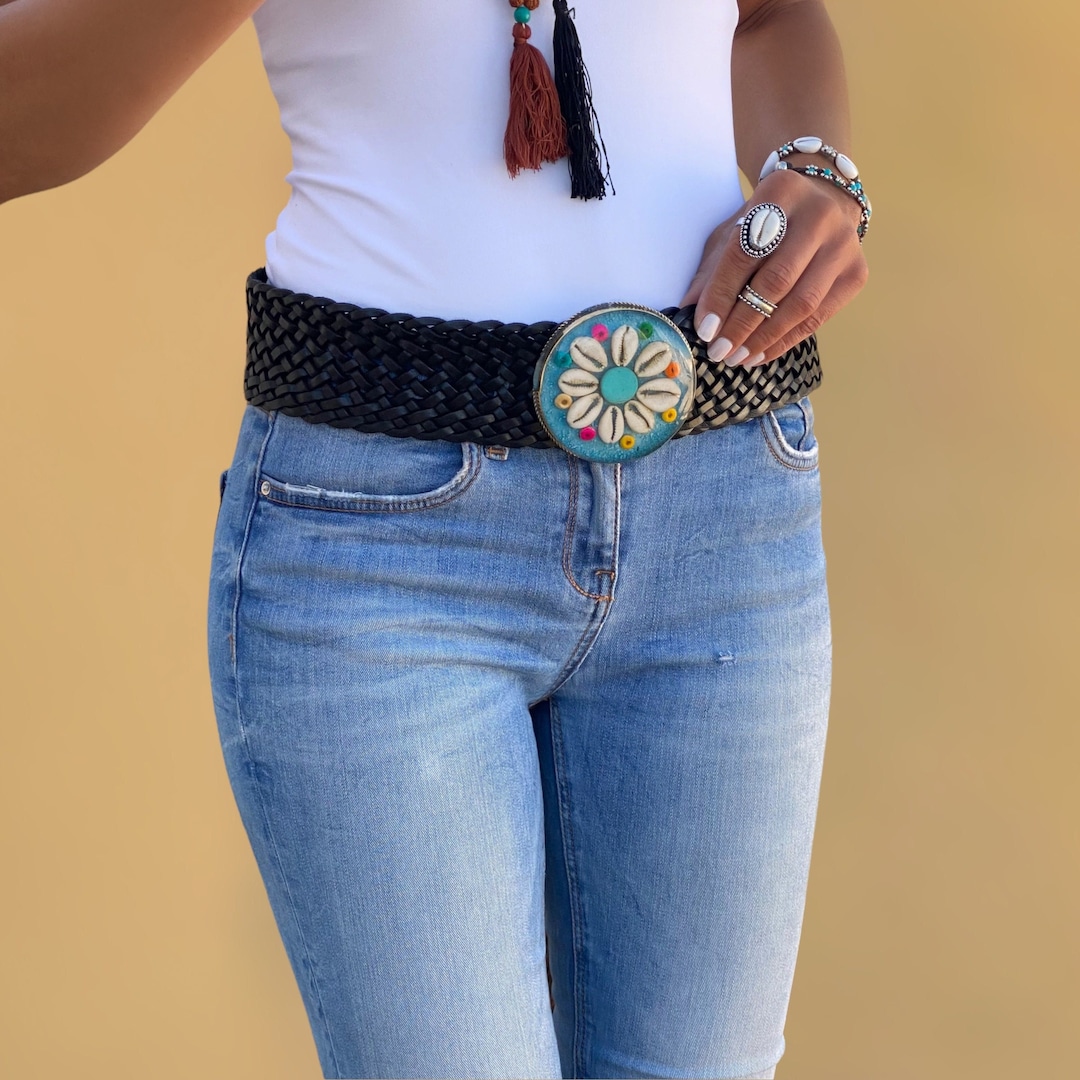Cinturón de cuero boho para mujer, cinturón trenzado envolvente ...