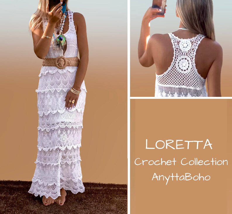 Boho Maxi Dress Wedding Boho Dress Cotton Crochet Festival - Etsy