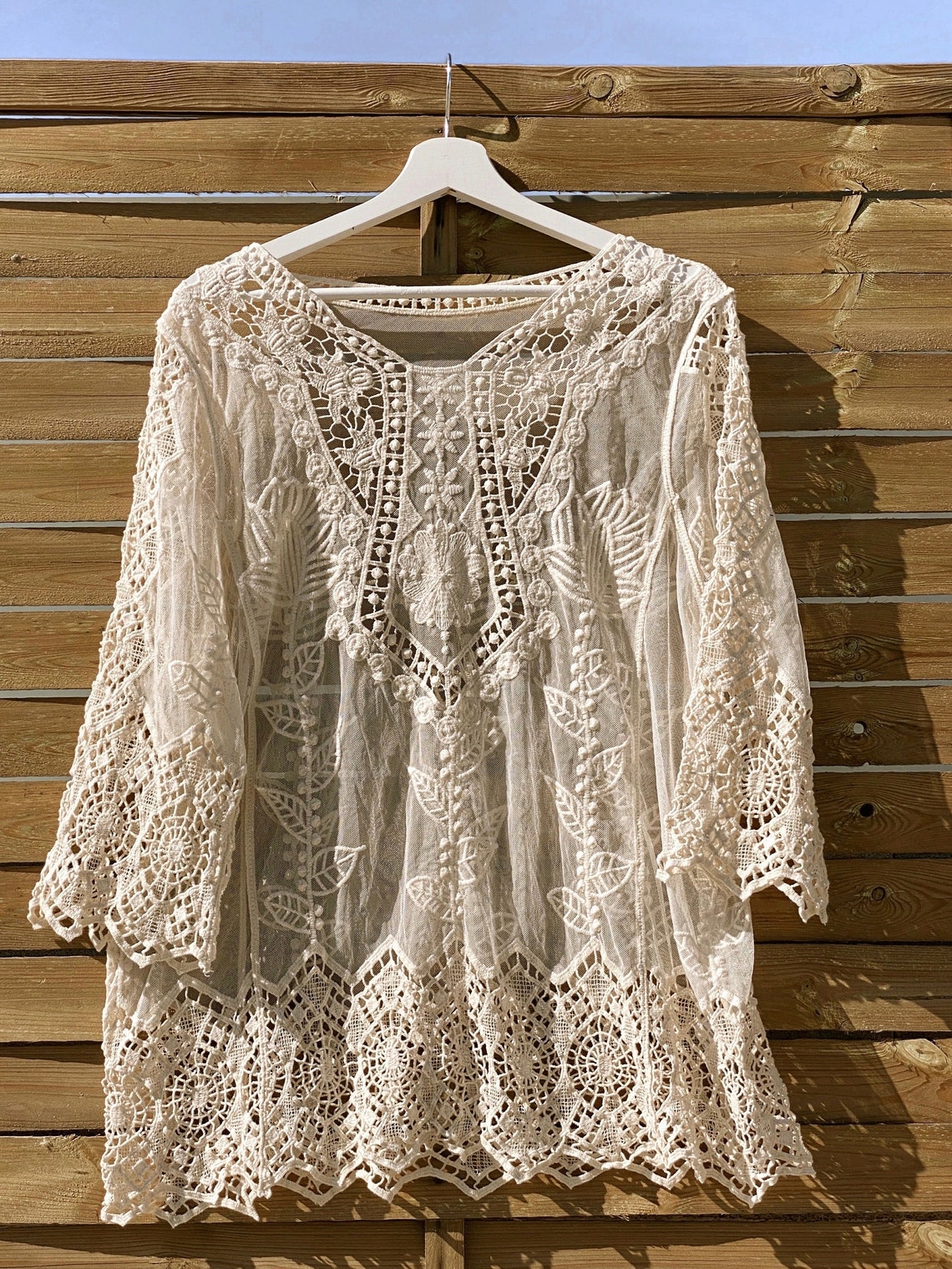 ADAH Boho Lace Top Bohemian Sheer Lace Kaftan Delicate | Etsy