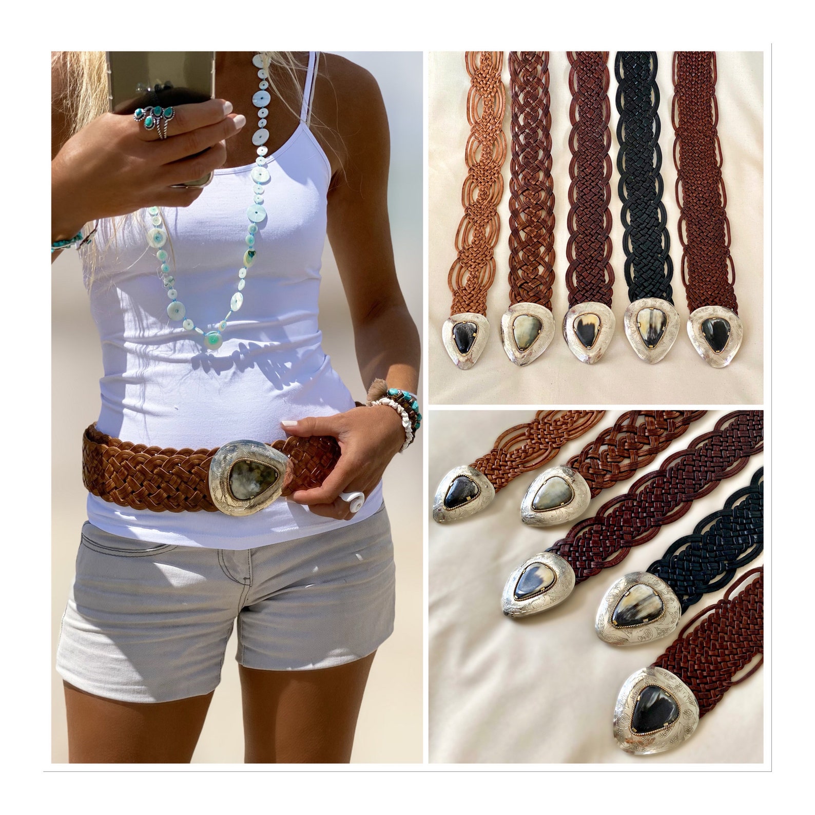 Leather Boho Women Belt Statement Adjustable Belt Bohemian | Etsy