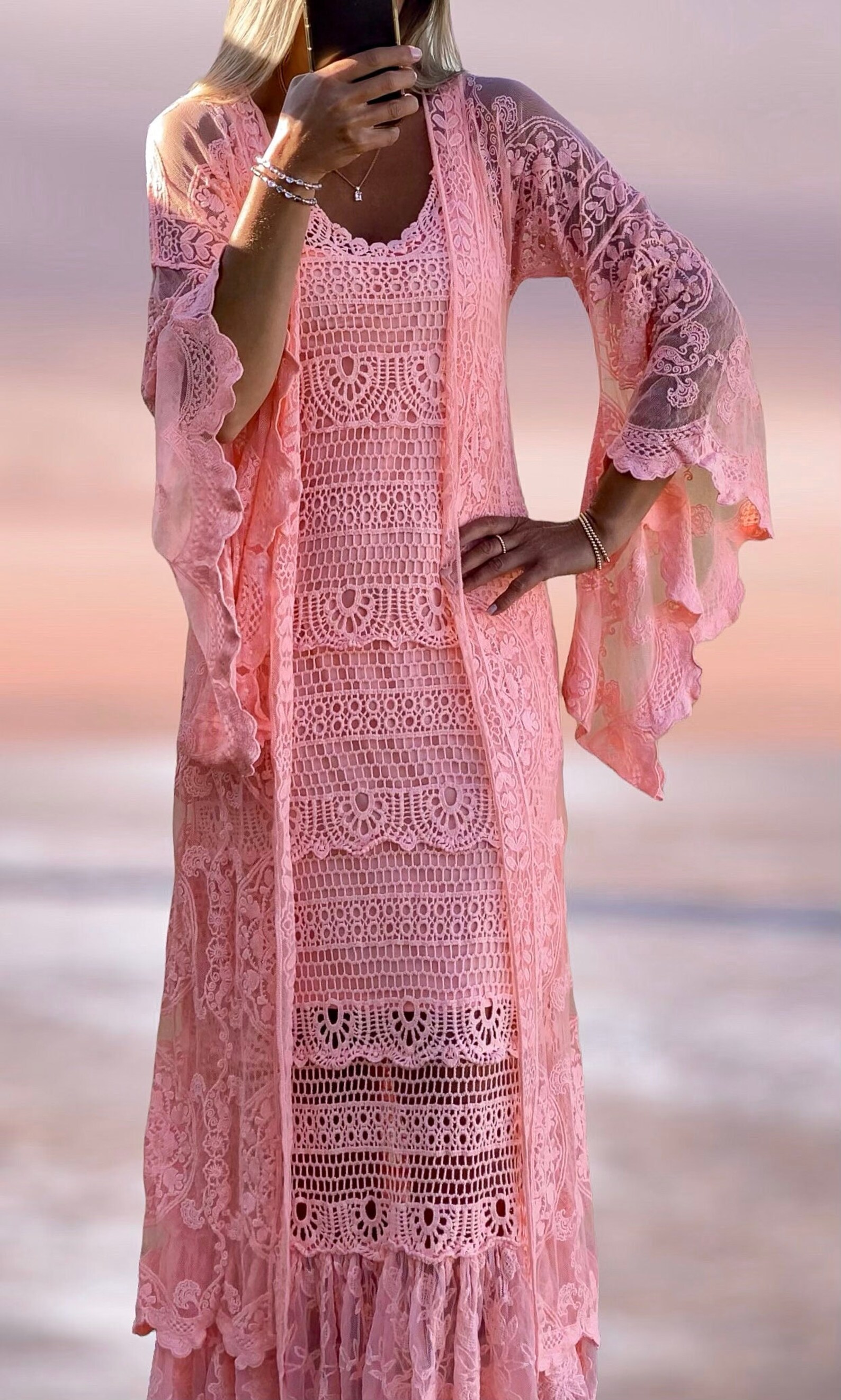 Boho Crochet Maxi Dress Long Bohemian Dress Cotton Crochet | Etsy