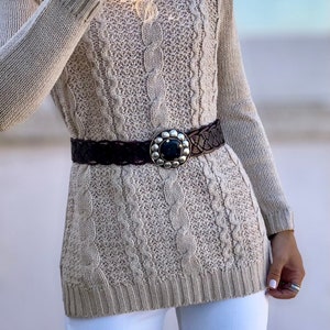 Brown Leather Belt Boho Adjustable Belt for Woman Braided - Etsy