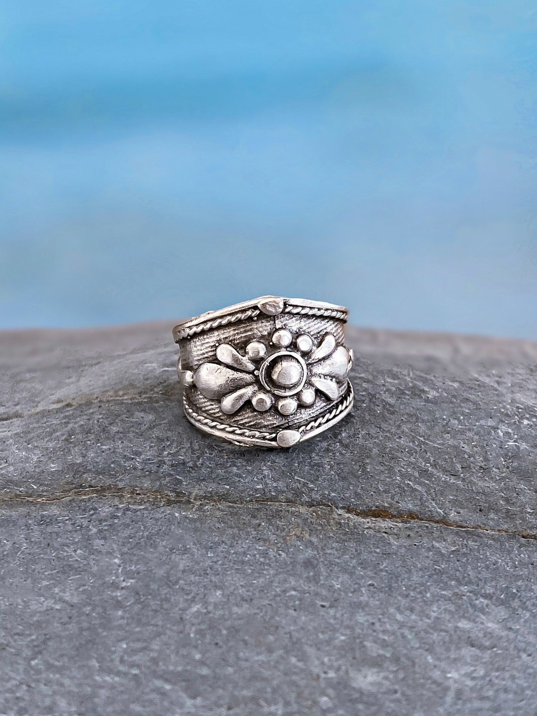 Boho Silver Ring, Adjustable Open Ring, Handmade Jewelry, Gifts for ...