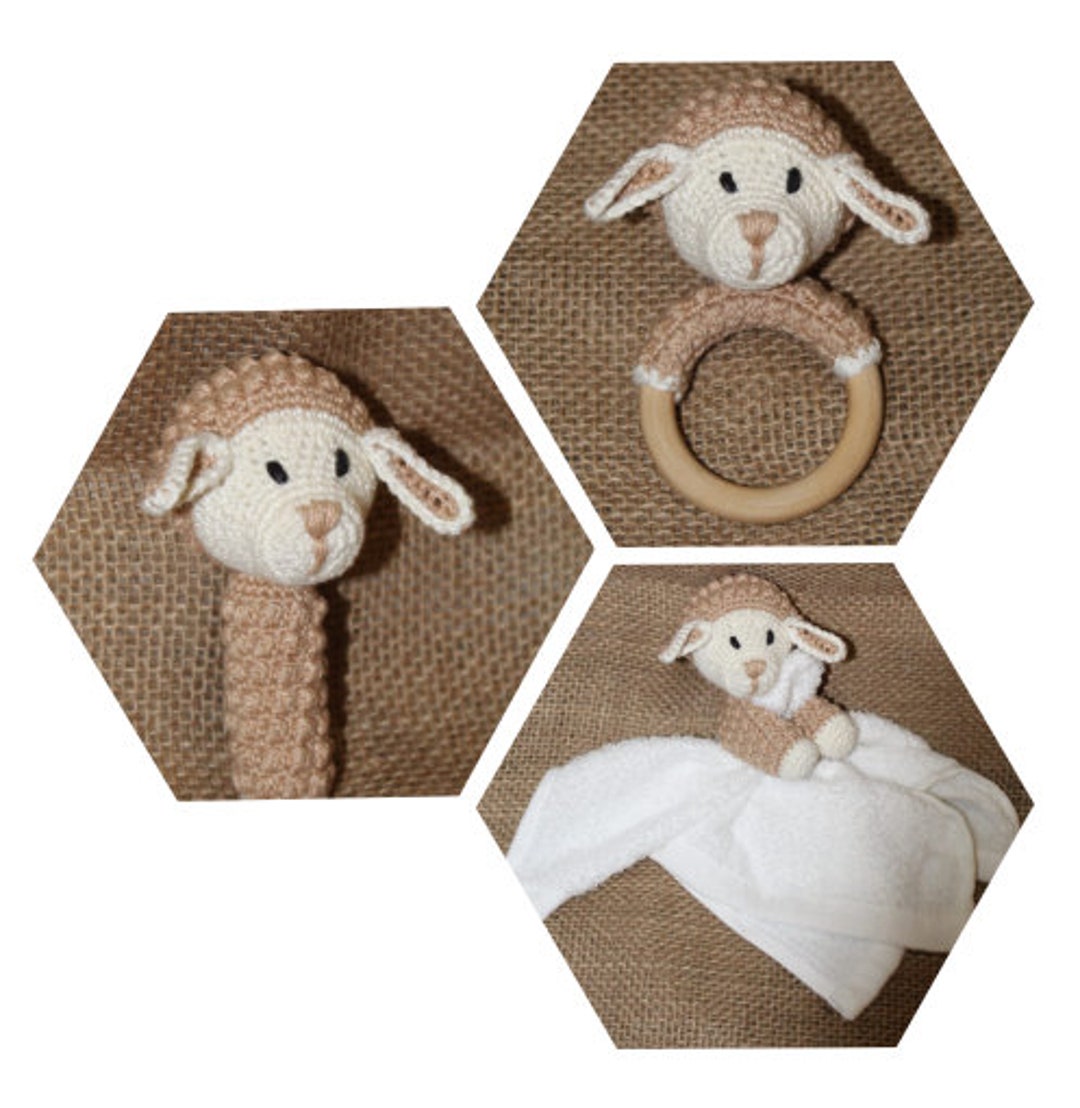 CROCHET PATTERN SET: Sam the Sheep Baby Set Consisting of Cuddle Cloth ...