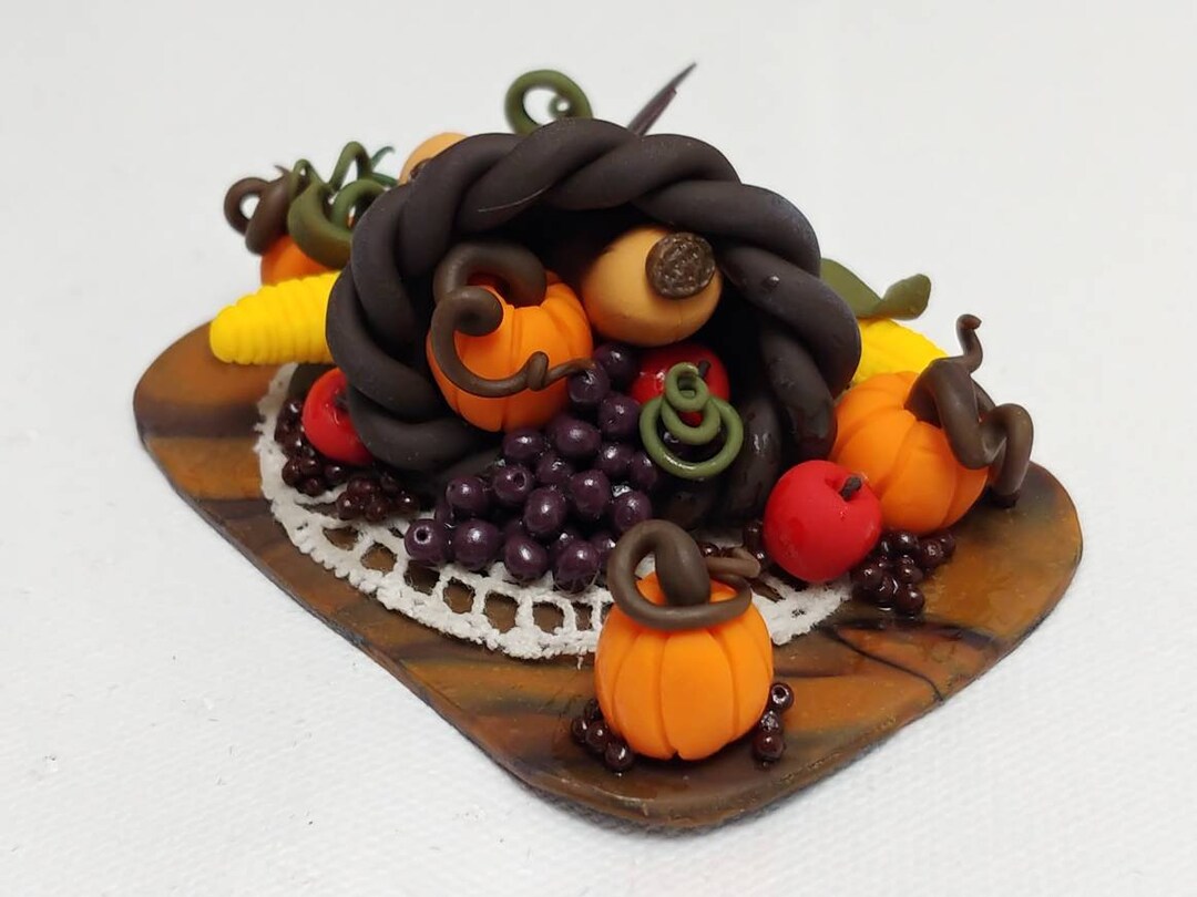 Miniature Polymer Clay Thanksgiving Cornucopia Center Piece - Etsy