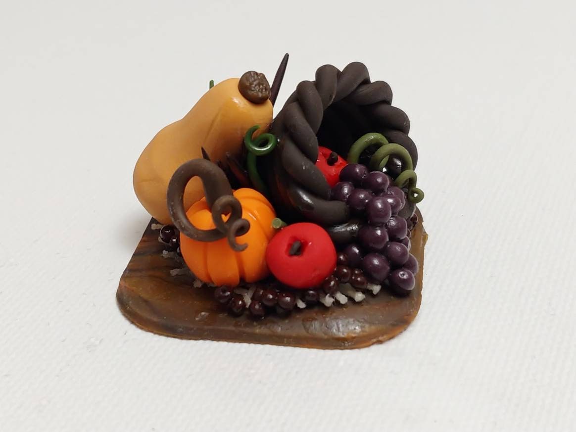 Miniature Polymer Clay Thanksgiving Cornucopia Center Piece - Etsy