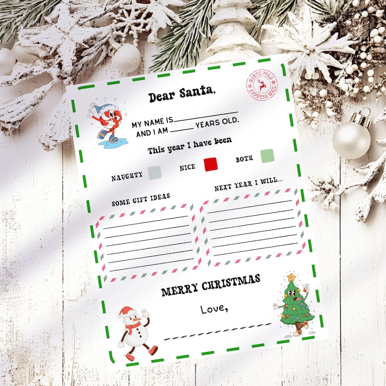 Christmas Wish List Printable, Letter to Santa, Christmas Printable for ...